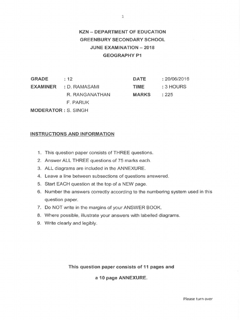 QP Geo p1 June | PDF