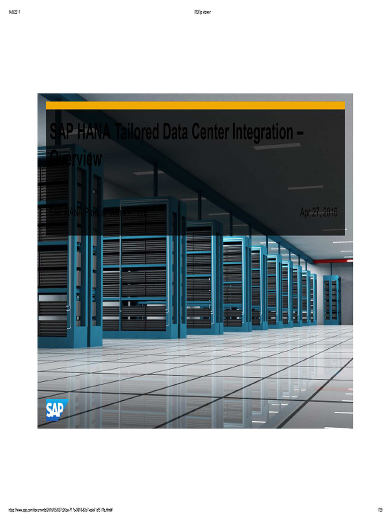SAP HANA Tailored Data Center Integration - Overview | PDF