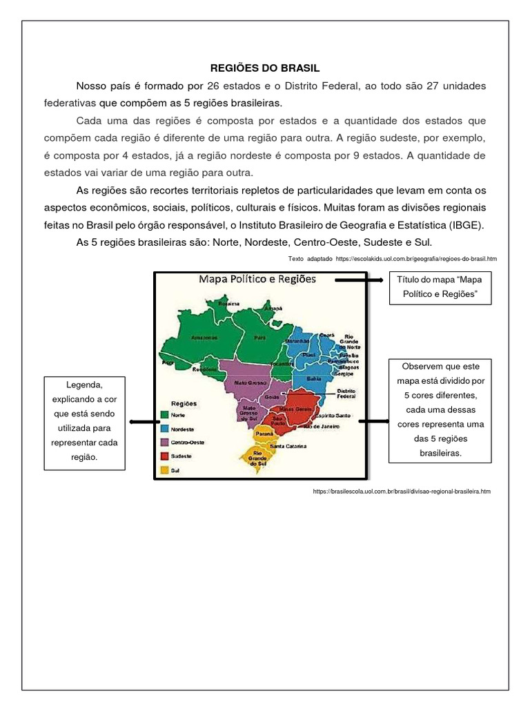 Atividade Cultura Das Regioes - Eletiva | PDF | Brasil