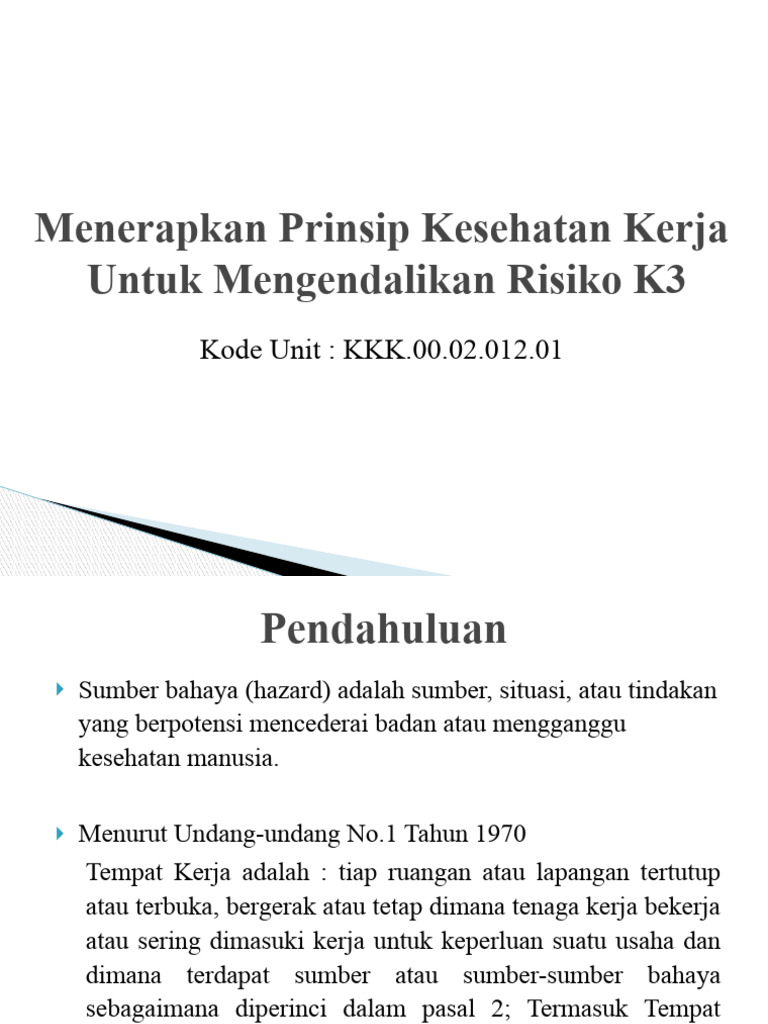Menerapkan Prinsip Kesehatan Kerja Utk Mengendalikan Resiko K3 | PDF