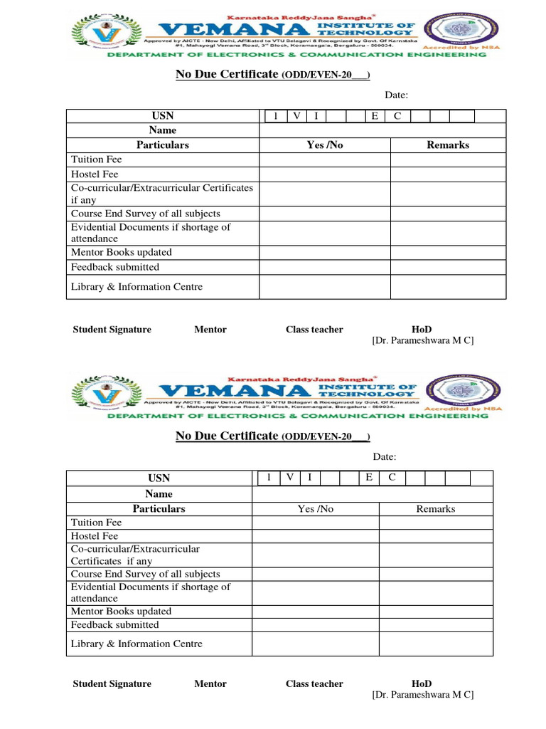 No Due Certificate | PDF
