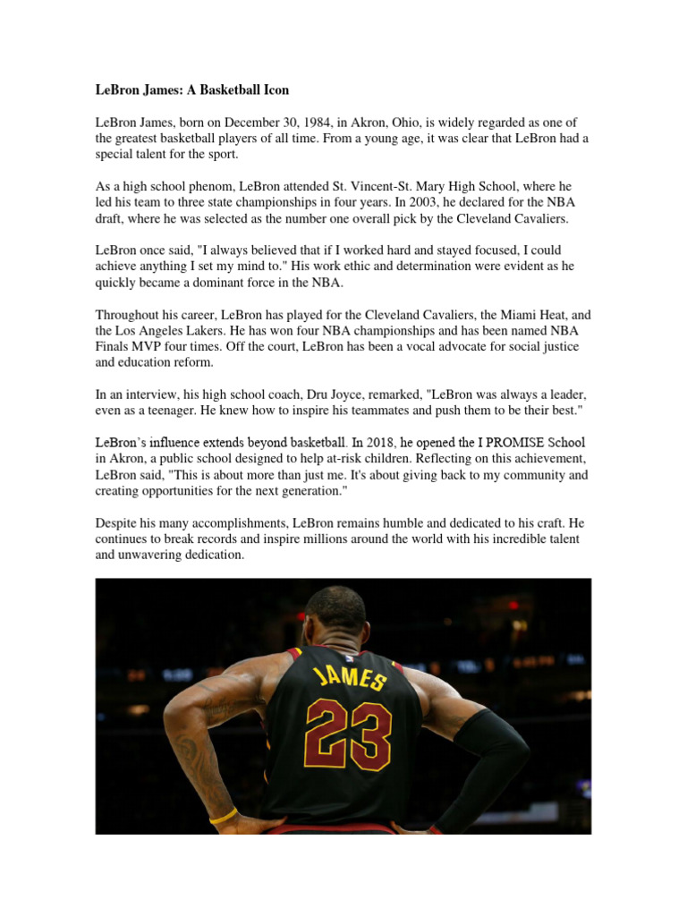 LeBron James: Rise to Greatness | PDF | Sports & Recreation | Social ...