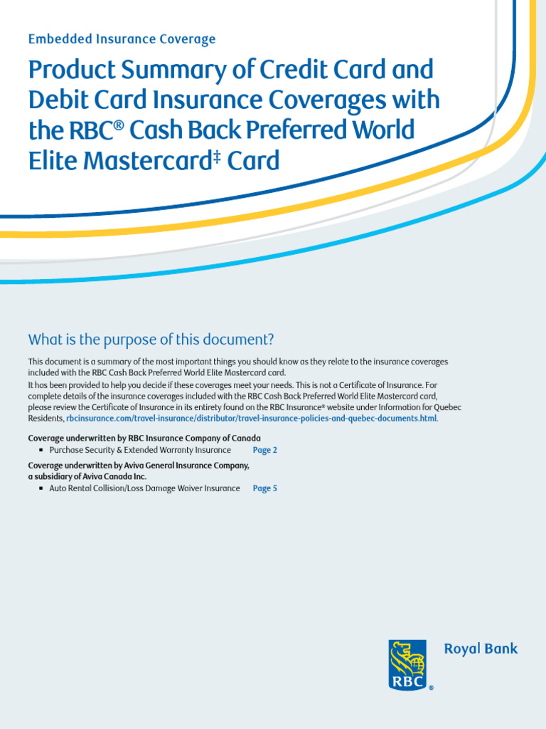 RBC Cashback Preferred World Elite Mastercard Quebecforms | PDF ...