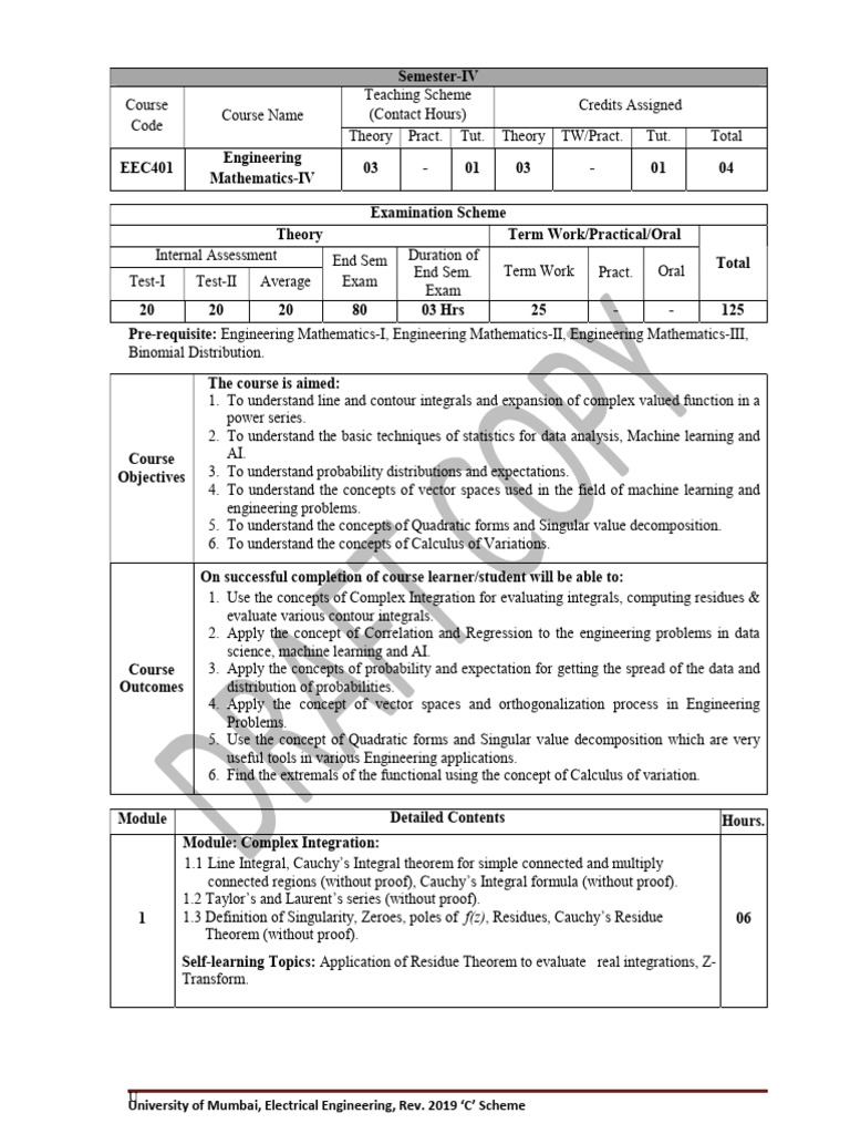 SE Syllabus - C Scheme-Rev 2019-31-33 1 | PDF | Probability ...