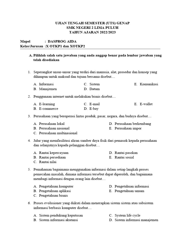 Soal DASPROG X | PDF