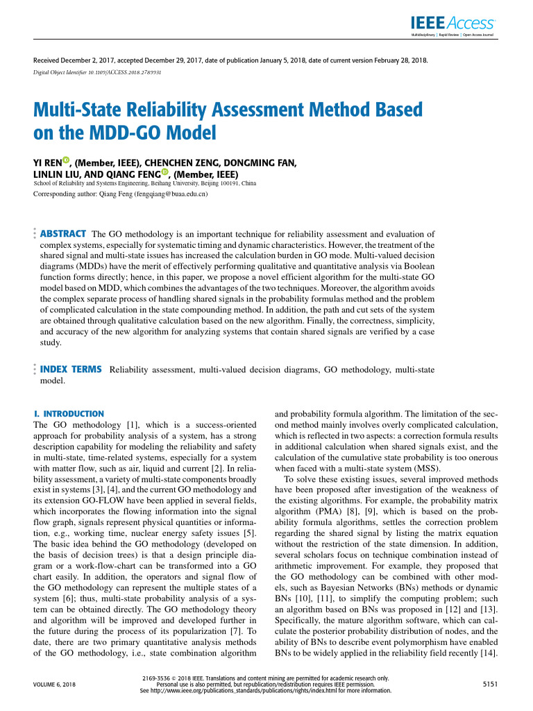 Multi-State Reliability Assessment Method Based On The MDD-GO Model | PDF | Methodology ...