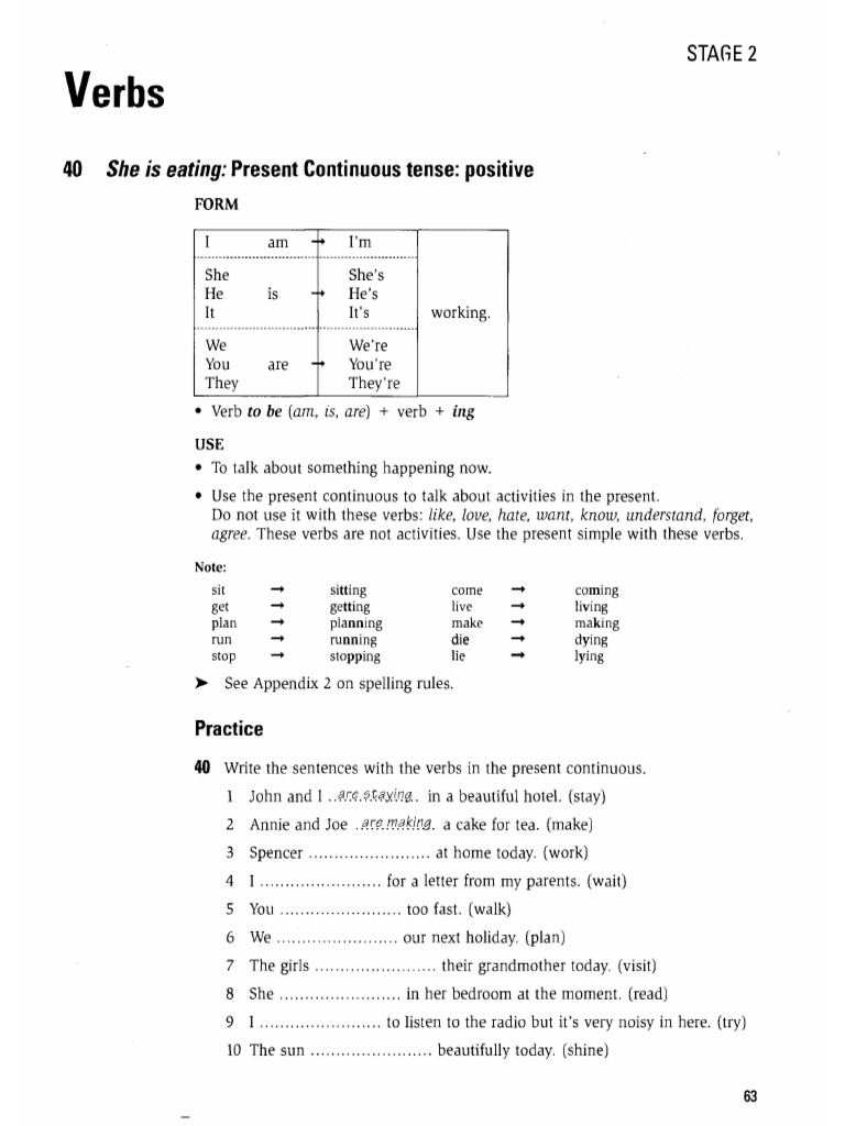 2) Present Continuous Exercises | PDF