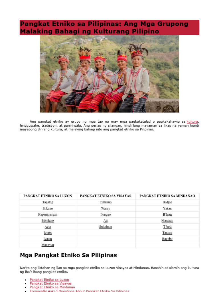 Pangkat-Etniko-Sa-Pilipinas | PDF