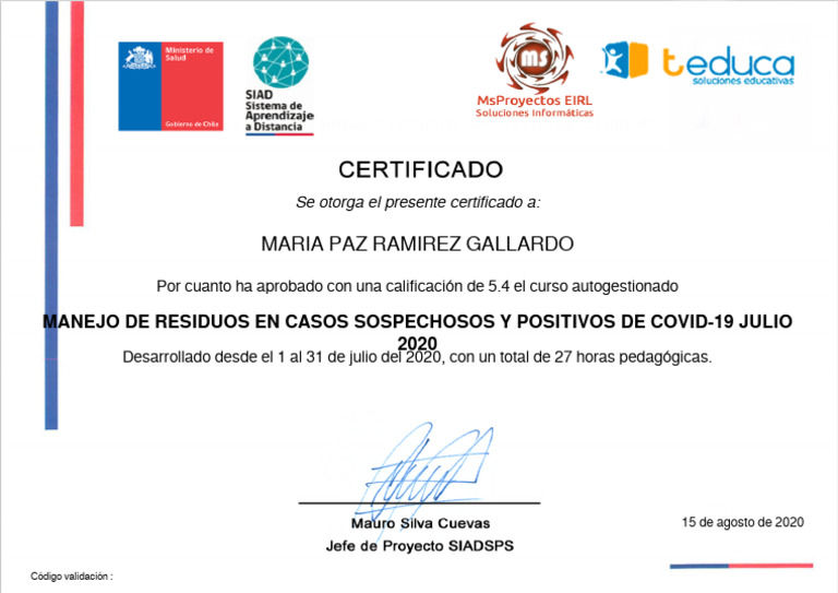 Covid - 19 - SSM - 07 - 2020 - Certificado | PDF