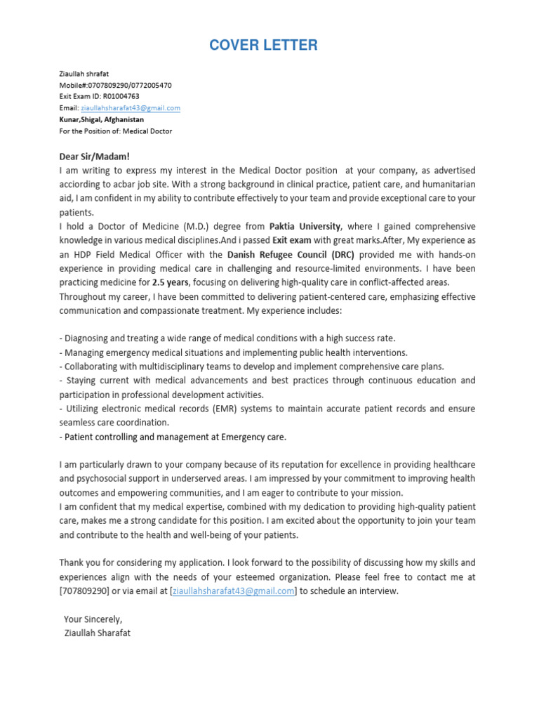 Ziaullah CV+Cover General | PDF | Medicine | Physician