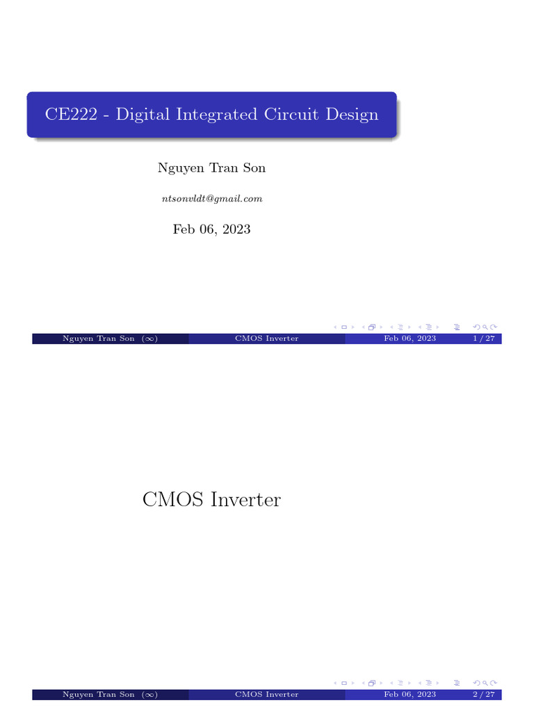 Lecture06 CMOS Inverter Up | PDF | Cmos | Electrical Engineering