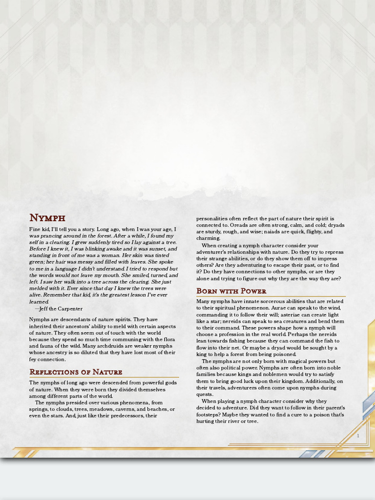 Nymph Race - GM Binder | PDF | General Fiction