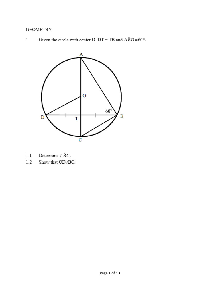 Geometry Worksheet | PDF | Circle | Geometry