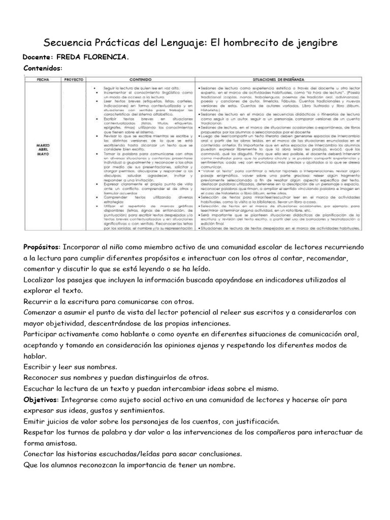 El Hombrecito de Jengibre SECUENCIA de ACT. | PDF | Cuentos