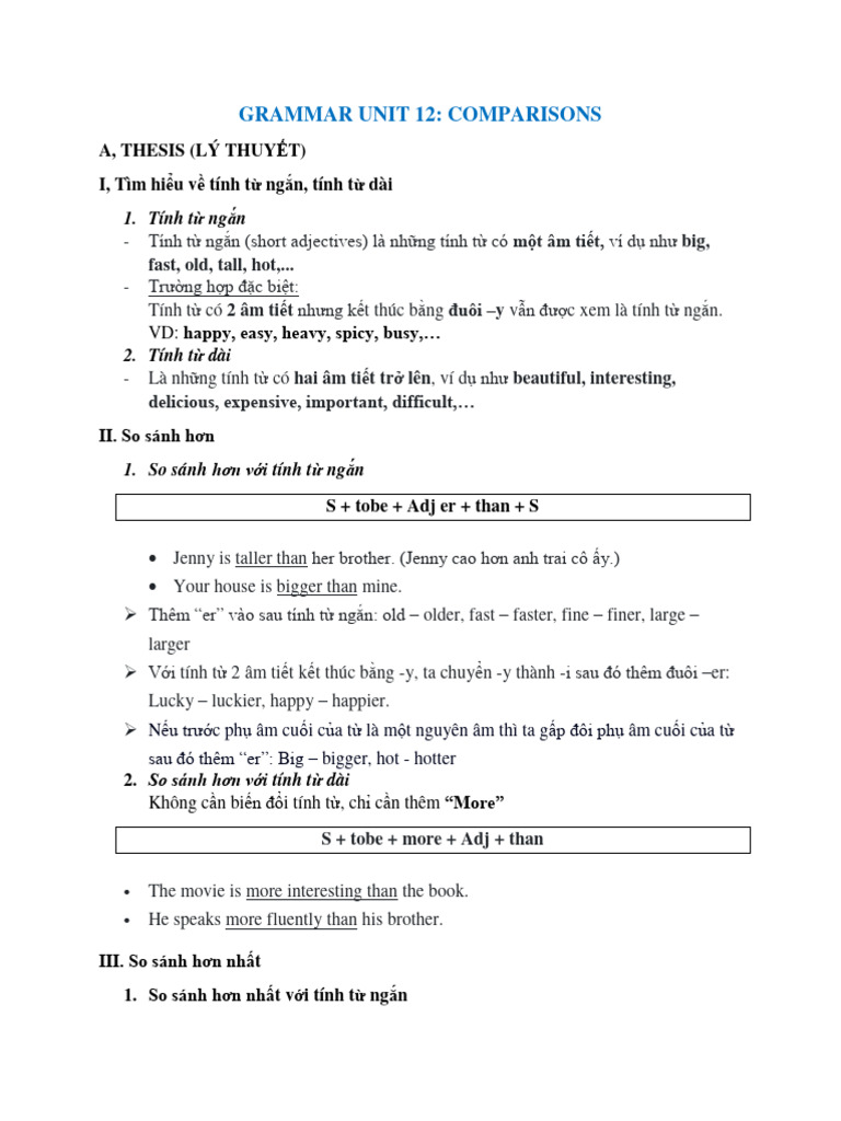 Grammar Unit 12 Comparisons | PDF | Linguistic Typology | Linguistic Morphology