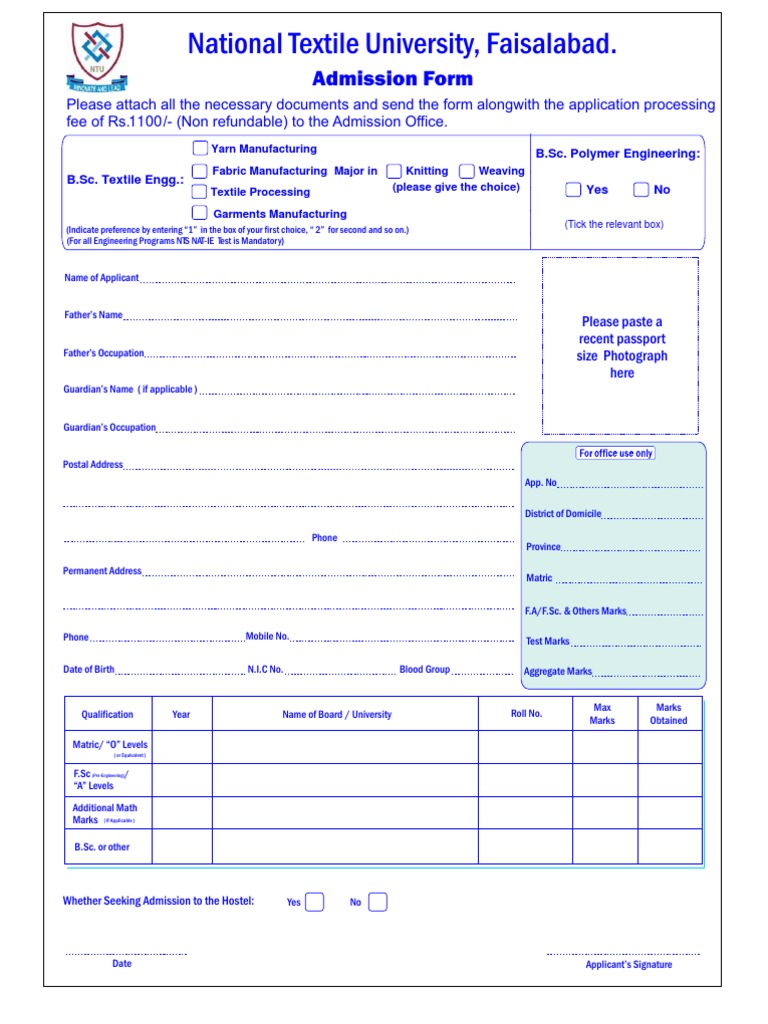 Undergarduate Engg. Form | PDF | Textiles | Clothing
