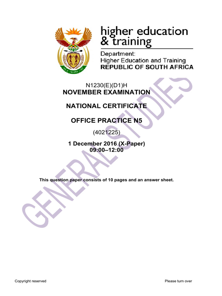 N5 Office Practice November 2016 PDF | PDF | Stocks | Market Trend