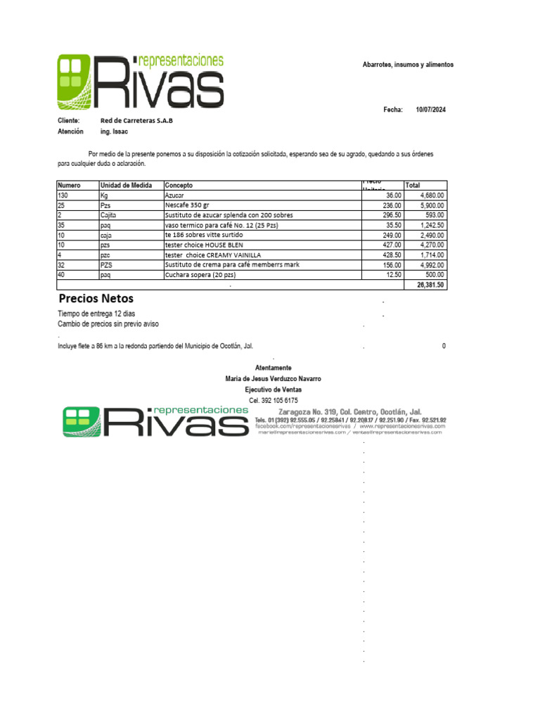 Cotizacion Cafeteria Issac 10072024 | PDF | café