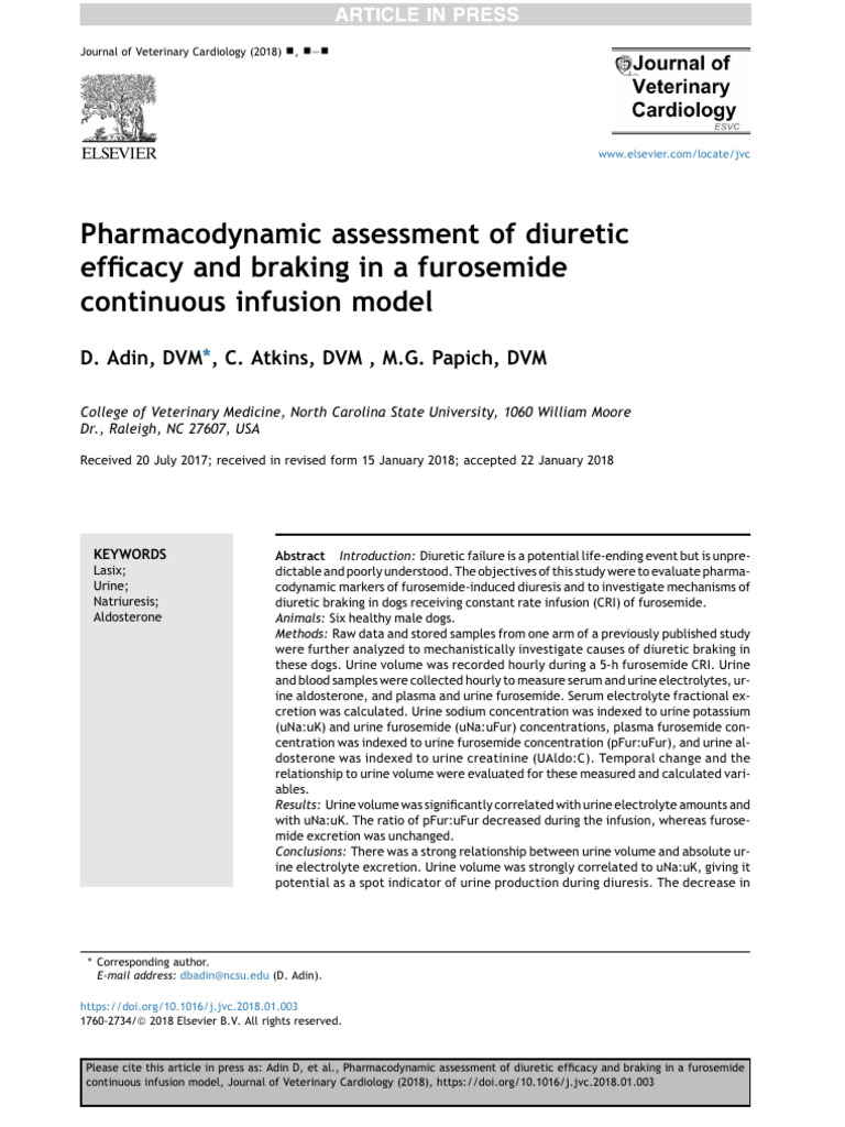 Pharmacodynamic Assessment of Diuretic Efficacy and Brakinin A ...