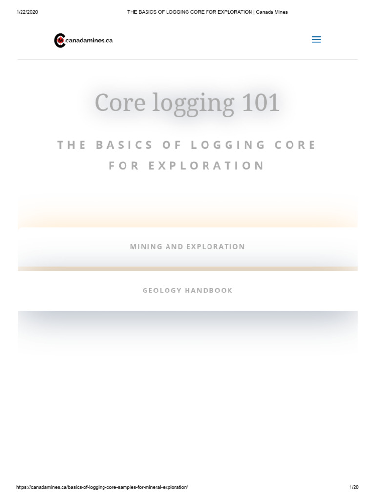 THE BASICS OF LOGGING CORE FOR EXPLORATION - Canada Mines | PDF | Rock ...