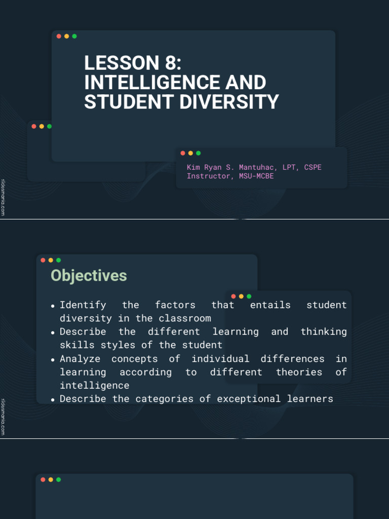 Lesson 8 Diversity of Learning | PDF | Learning | Attention Deficit ...