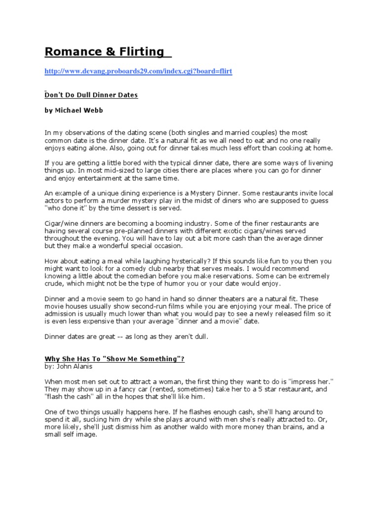 Romance Flirting Pdf Dinner Electric Chair