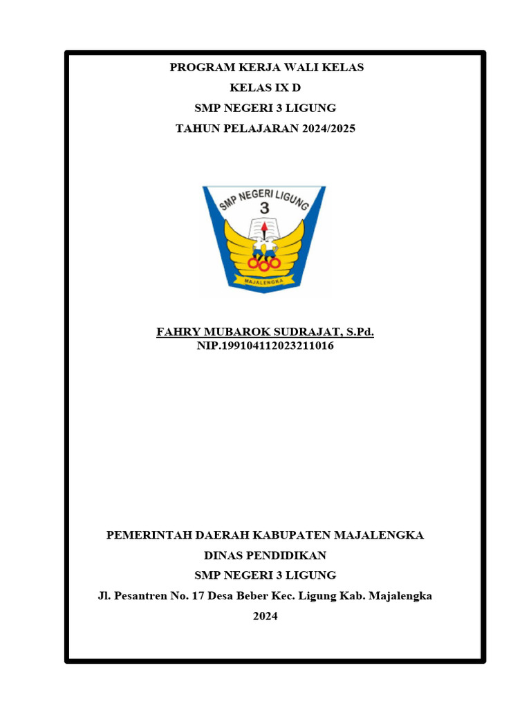 Program Kerja Wali Kelas 2024 | PDF