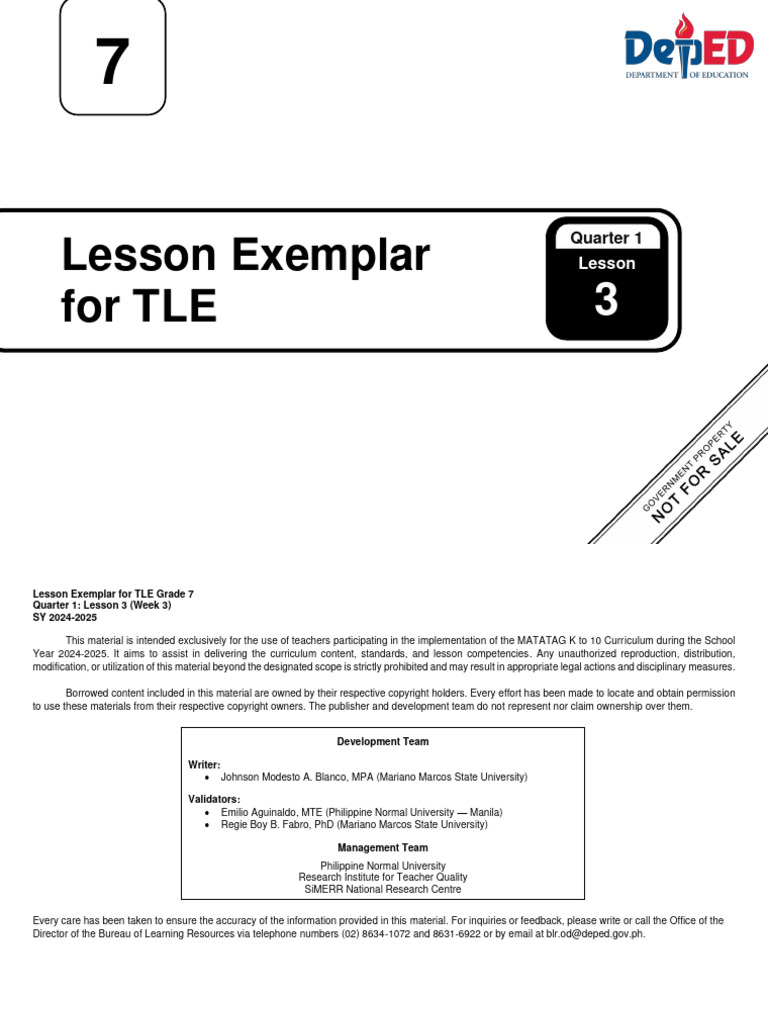 Q1 - LE - TLE 7 - Lesson 3 - Week 3 | PDF | Numbers | Decimal