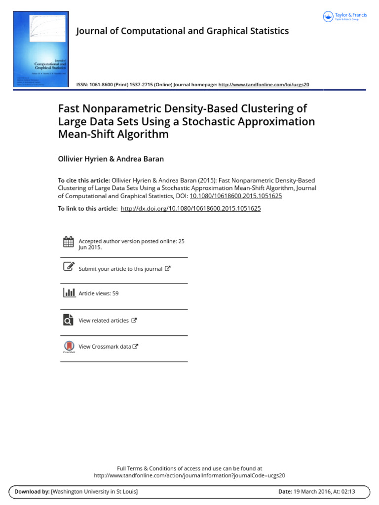 Fast Nonparametric Density-Based Clustering of Large Data Sets Using A Stochastic Approximation ...