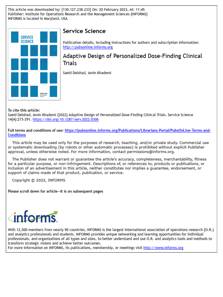 Adaptive Design of Personalized Dose-Finding Clinical Trials | PDF ...