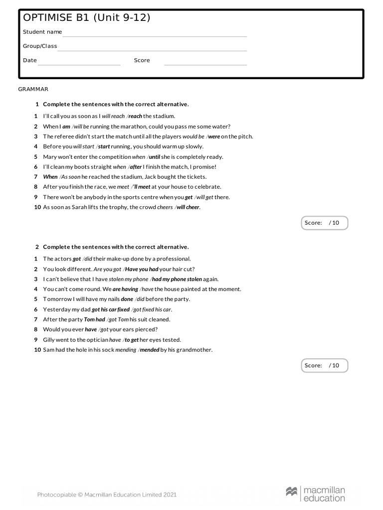 Final Test (Unit 9-12) Answers | PDF | Elephant | Zebra