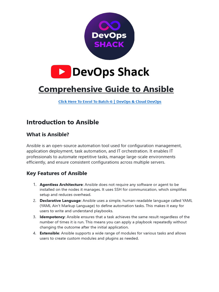 Comprehensive Guide To Ansible | PDF | Web Server | Internet & Web Comprehensive Guide To Ansible | PDF | Web Server | Internet & Web