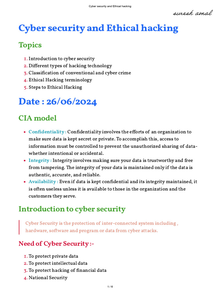 Cyber Security and Ethical Hacking Guide | PDF | Security | Computer Security
