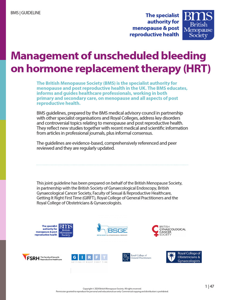 01 BMS GUIDELINE Management of Unscheduled Bleeding HRT APRIL2024 F ...