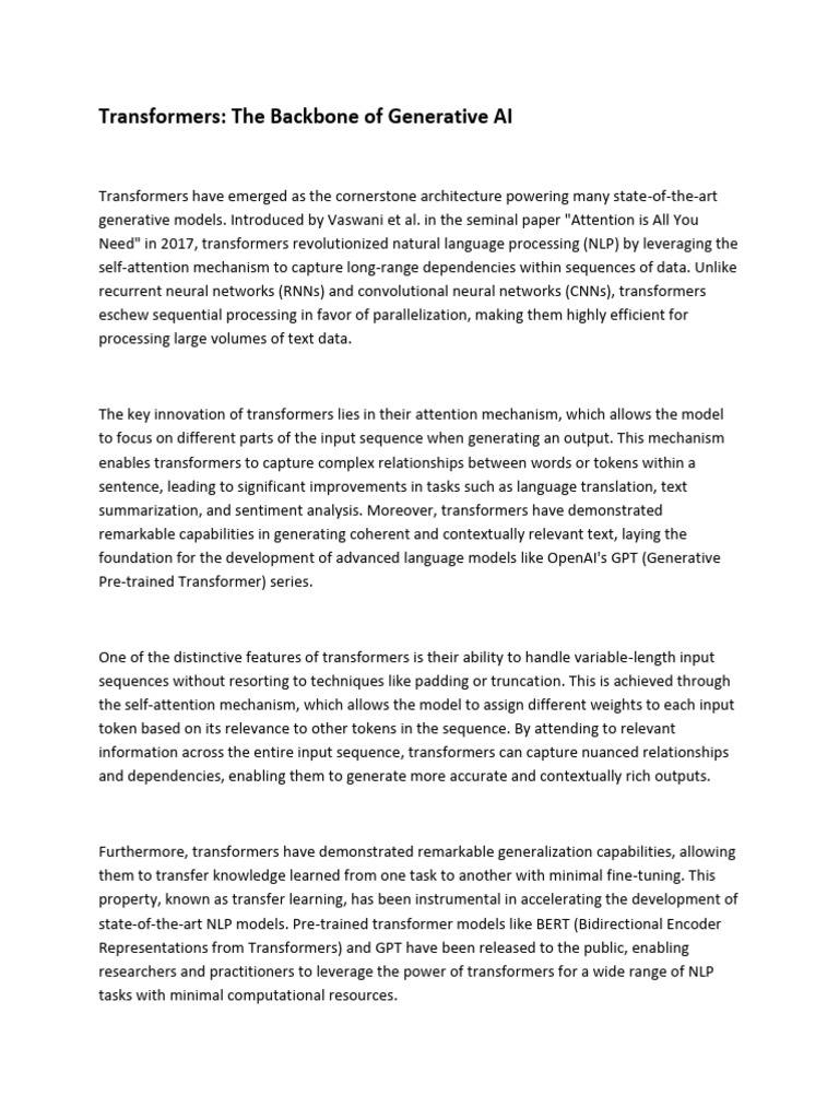 Gen AI & Transformers | PDF | Artificial Intelligence | Intelligence (AI) & Semantics