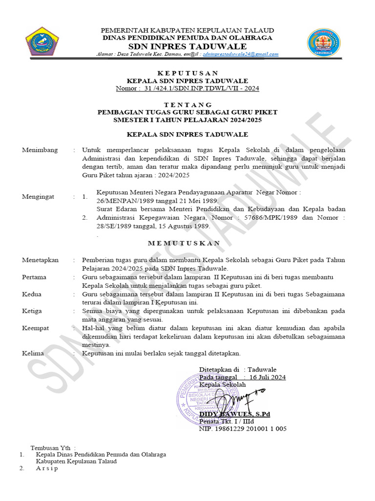 SK Guru Piket Smester I T.P 2024-2025 | PDF