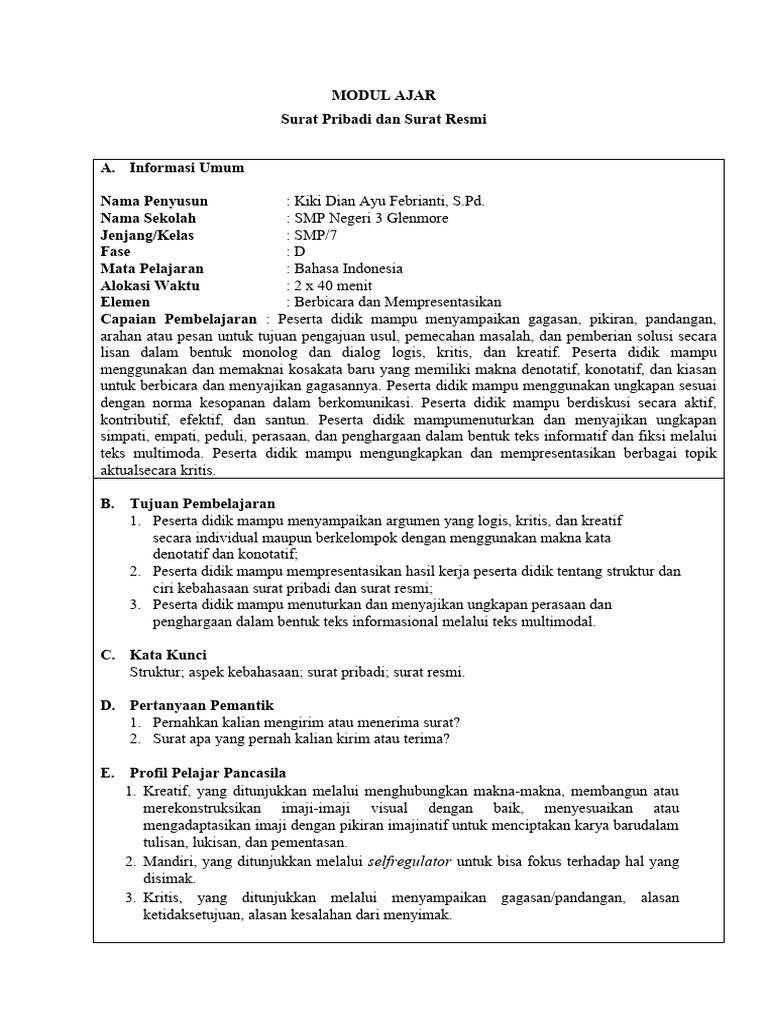 MODUL AJAR Fix | PDF