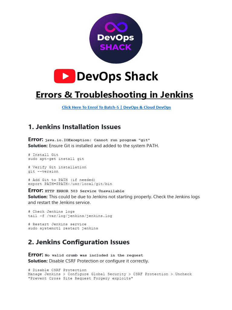 Jenkins Troubleshooting Guide | PDF | Version Control | Active Directory