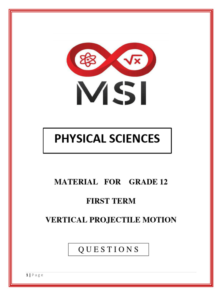 Grade 12 Physics MSI Vertical Projectile Motion Questions | PDF