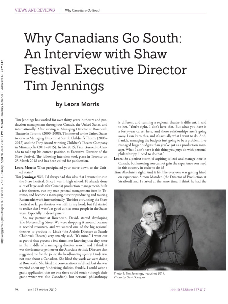 Why Canadians Go South: An Interview With Shaw Festival Executive ...