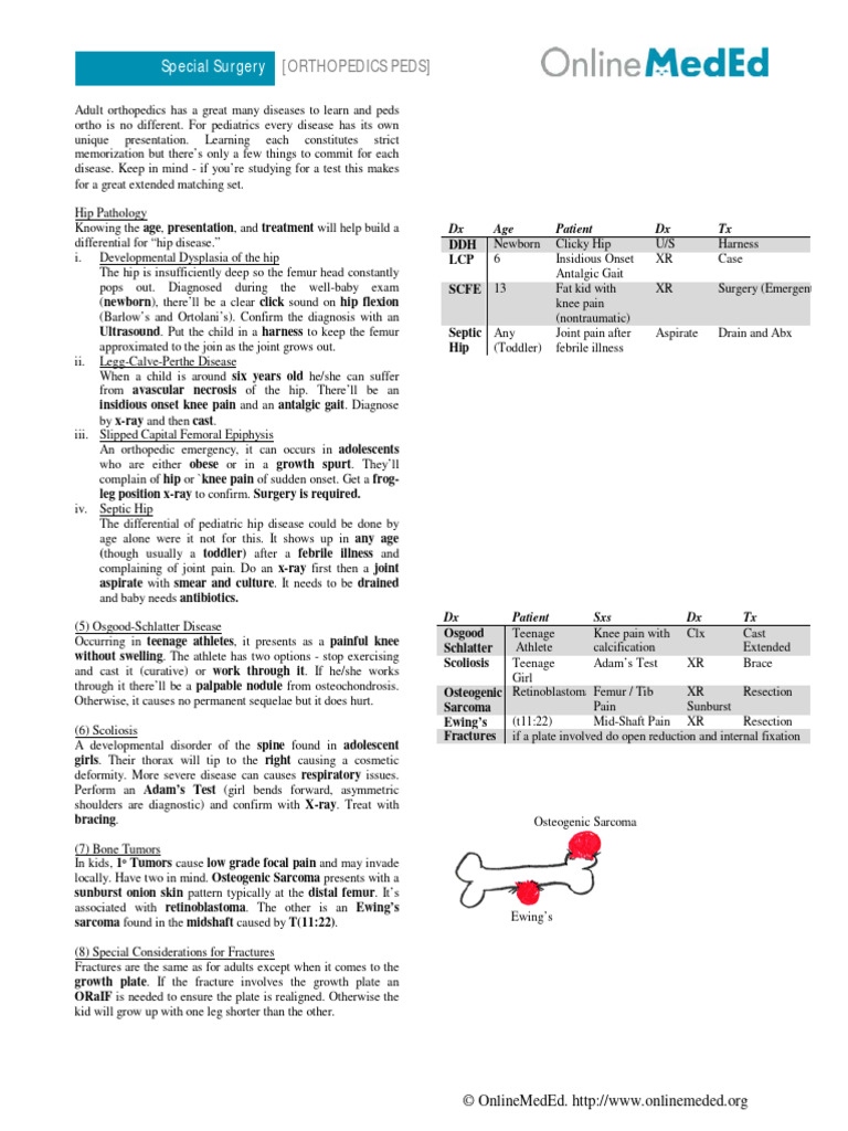 Surgery Subspecialty - Ortho Peds | PDF | Hip | Clinical Medicine