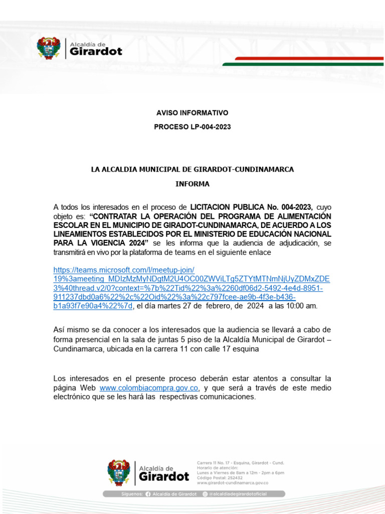 Aviso Informativo LP 004-2023 | PDF
