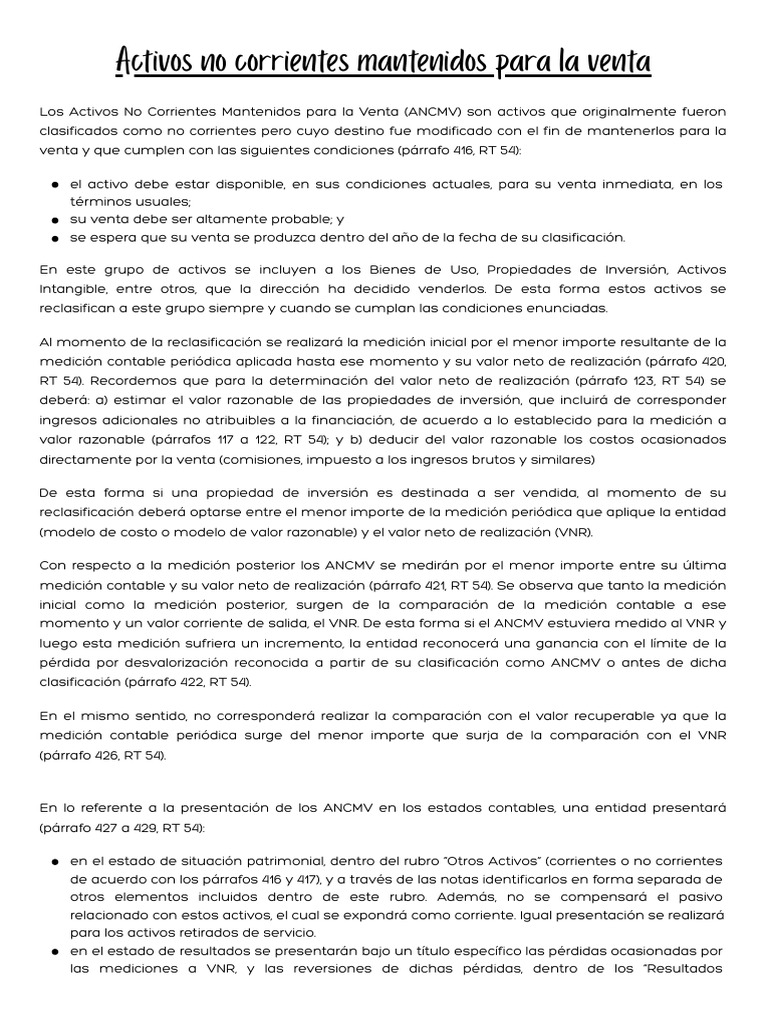 Activos No Corrientes Mantenidos para La Venta | PDF | Contabilidad ...