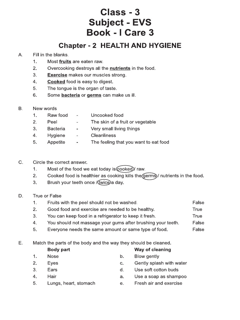 EVS Chapter 2 Health and Hygiene 5 | PDF