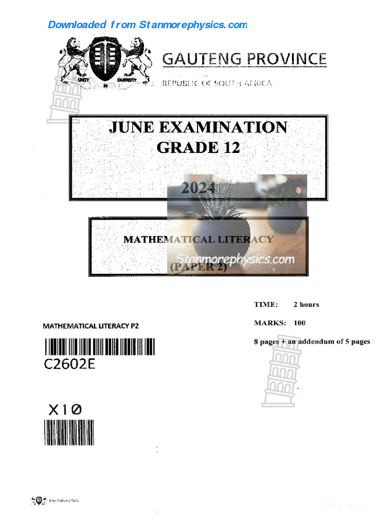 GP Maths Literacy Grade 12 June 2024 P2 Only | PDF