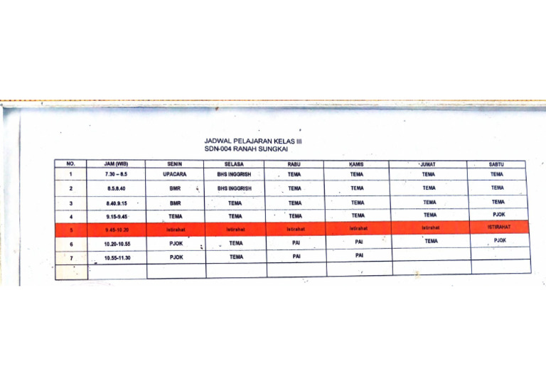 15 Jadwal Kelas 3 Pdf