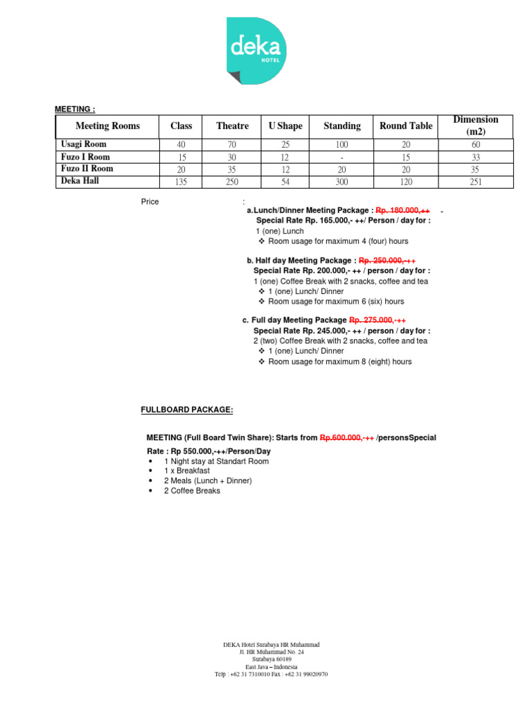 Meeting Quotation Letter - 2023 | PDF | Lunch | Payments