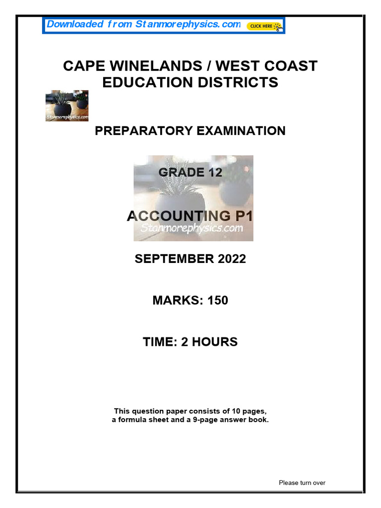WC Accounting Grade 12 SEPT 2022 P1 and Memo | PDF | Dividend | Equity ...