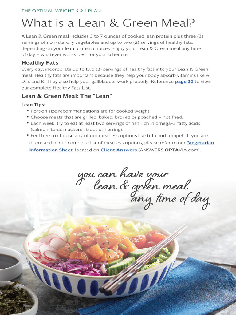 OPTAVIA Lean and Green | PDF | Leaf Vegetable | Vegetables