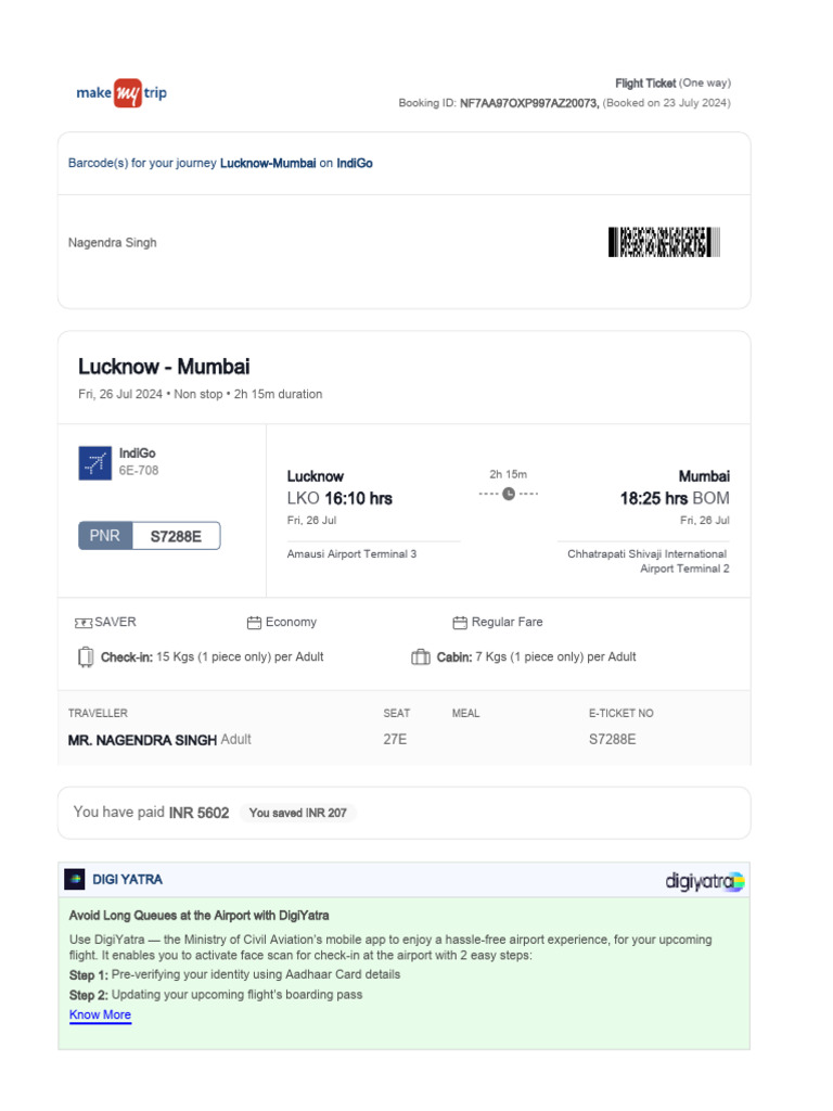 NF7AA97OXP997AZ20073 ETicket | PDF | Airport | Aviation